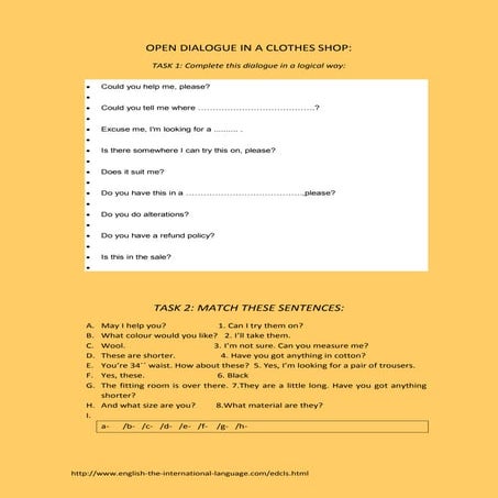 Open dialogue in a clothes shop | PDF