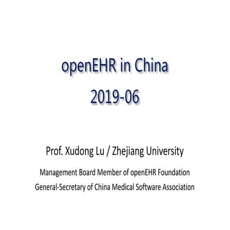 openEHR in China 2019-06 | PDF
