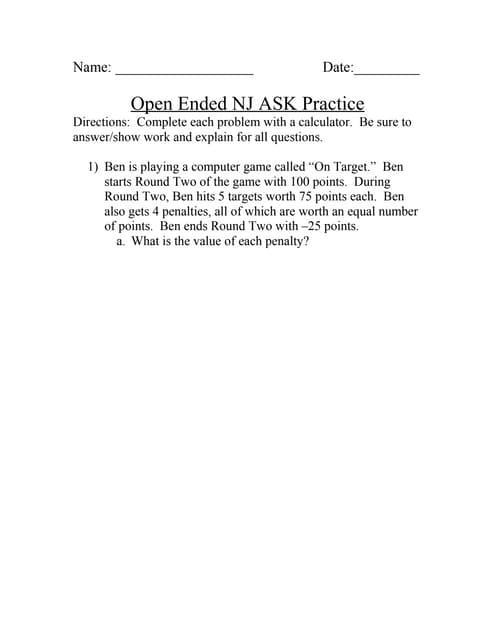 Open ended quiz | PDF