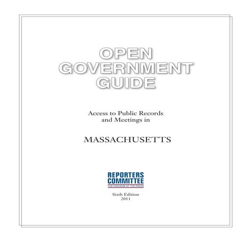 Open Government Guide (Massachusetts) | PDF