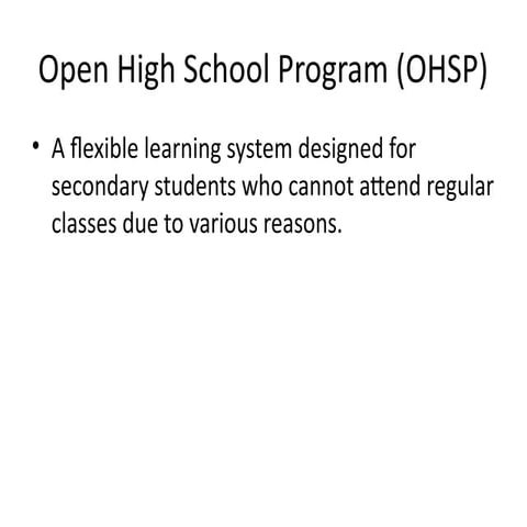 INTRODUCTION OF OPEN HIGH SCHOOL PROGRAM | PPTX
