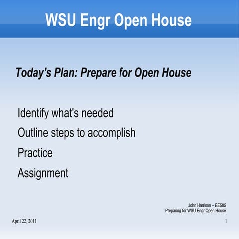Open house presentation lecture | ODP
