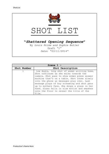 Shot list updated | PDF