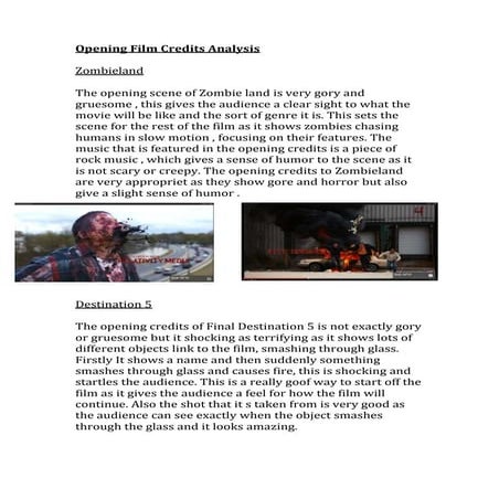 Title Sequence Analysis | DOCX | Movies | Entertainment