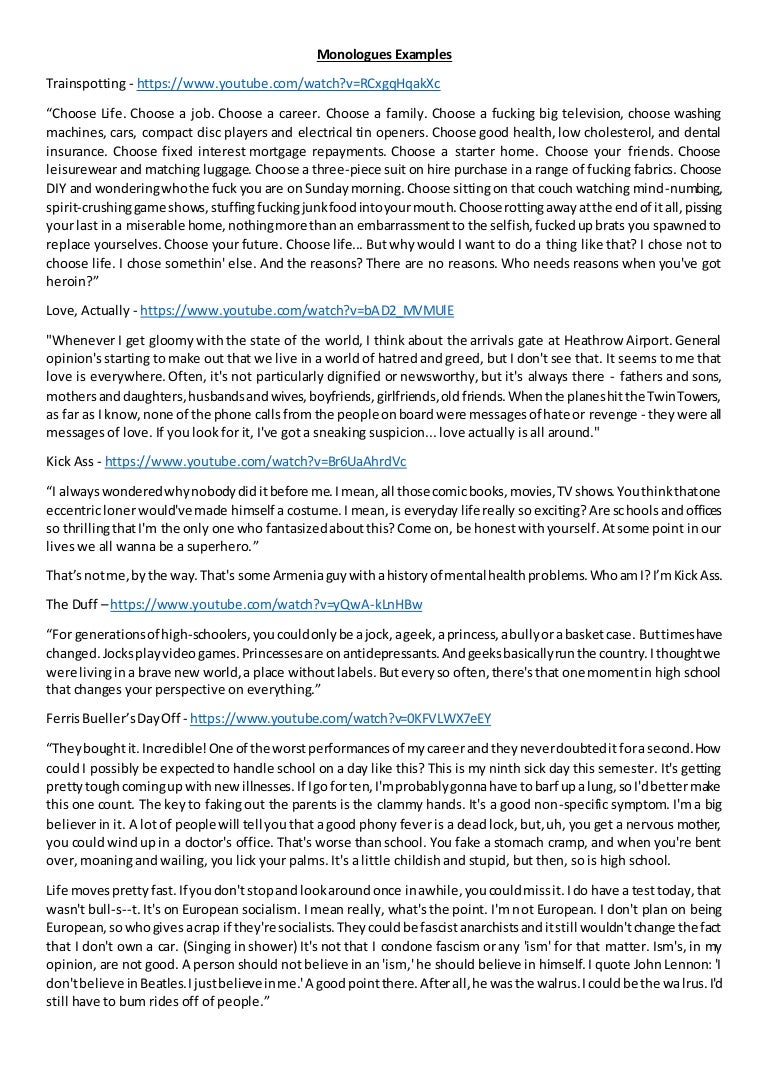 Monologue examples - freeloadsclip