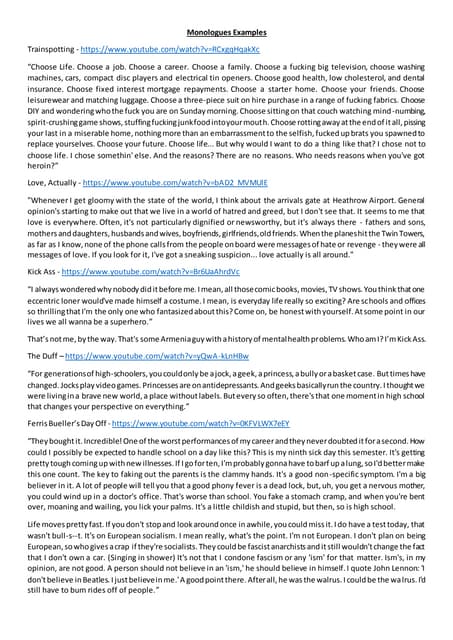 Monologue – script example