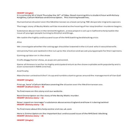 Radio Programme Script | DOCX | Substance Abuse | Diseases and Conditions