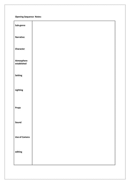Single camera techniques list | DOCX