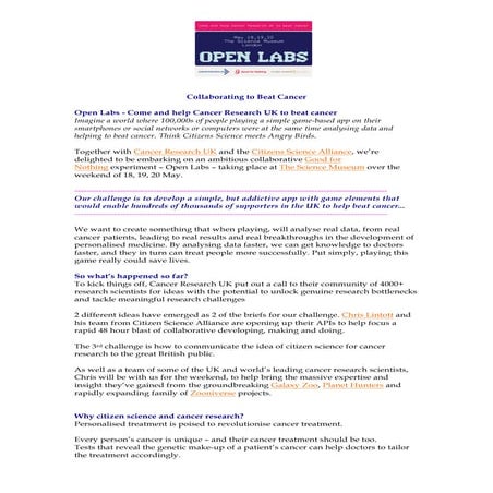 Open Labs brief | PDF | Cancer | Diseases and Conditions