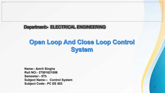 Open Loop And Close Loop Control System Pptpptx Technology And Computing