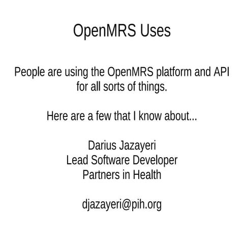 Openmrs Use Examples PDF | PDF