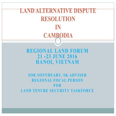 Land Alternative dispute Resolution in Cambodia | PPTX