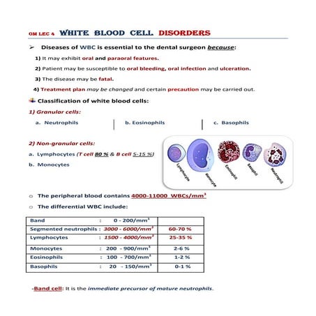 Open OM Lec 4 WHITE BLOOD CELL DISORDERS . pdf | PDF