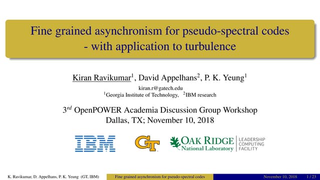 Fine Grained Asynchronism For Pseudo Spectral Codes With Application 9343
