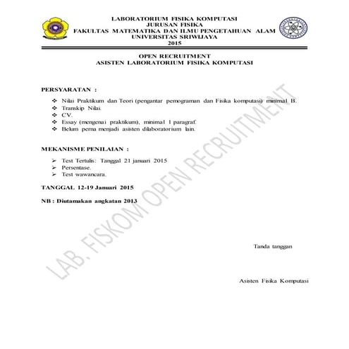 Open recruitment | DOCX