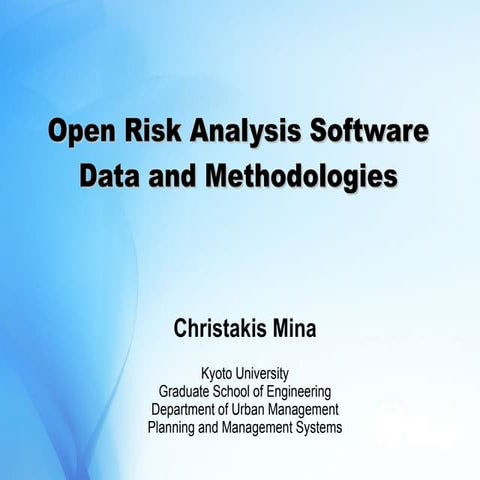 Open Risk Analysis Software - Data And Methodologies | ODP