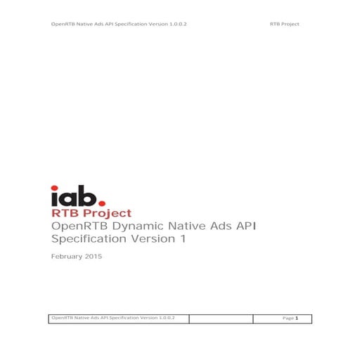 [White paper] IAB RTB Project : OpenRTB Dynamic Native Ads API Specification | PDF