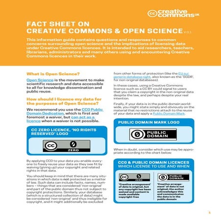 Fact Sheet on Creative Commons & Open Science (by Creative Commons UK ...