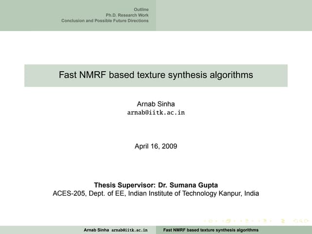 Computationally Efficient NMRF model based Texture Synthesis | PPT Computationally Efficient NMRF model based Texture Synthesis | PPT