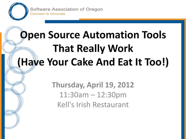 Open Source Automation Tools That Really Work V2 Ppt