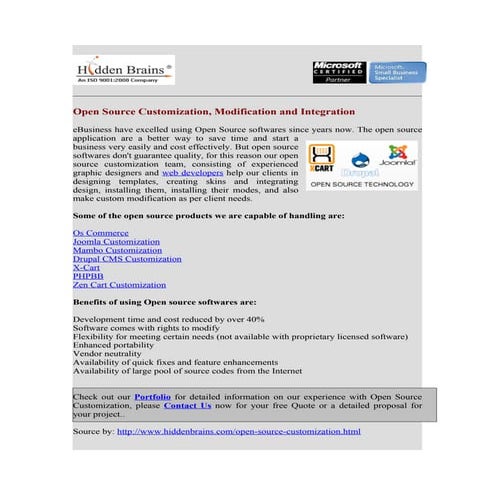 Open Source Customization Modification And Integration Doc 4012
