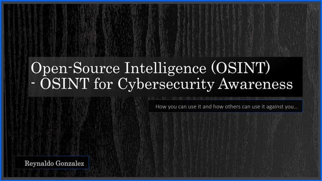 Osint {open source intelligence } | PPTX