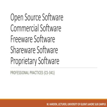 Open Source Software Commercial Software Freeware Software Shareware
