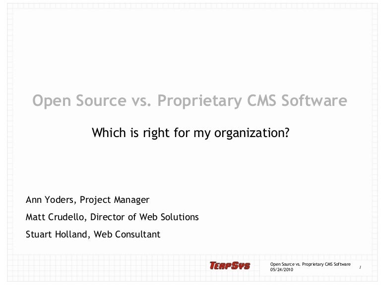 Open Source Vs Proprietary Software Open Source Vs Proprietary Software