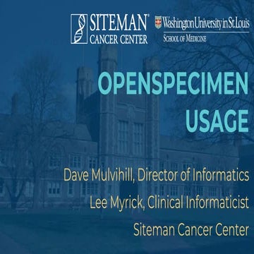 OpenSpecimen usage at Washington University | PPTX