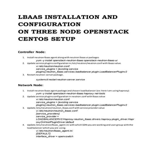Openstack Neutron LBAAS | DOCX