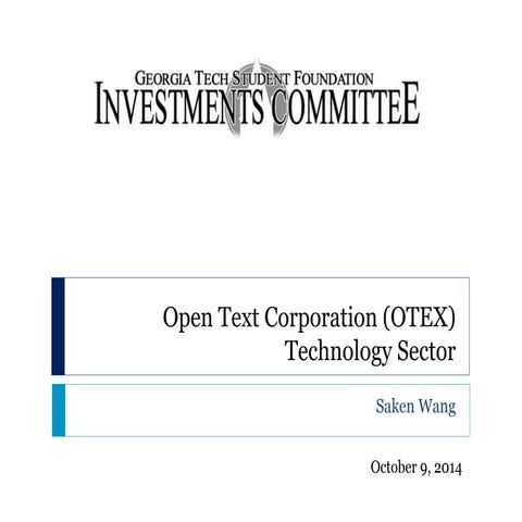 Open text corporation investment pitch | PPT