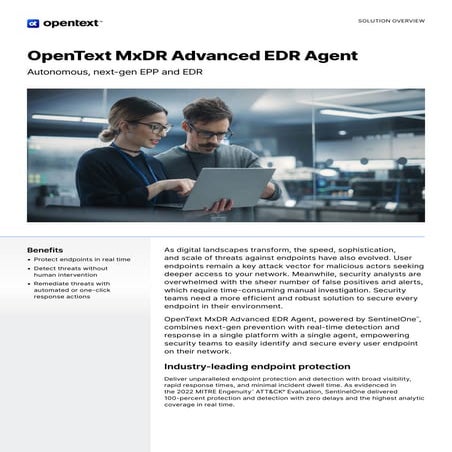 OpenText MxDR Advanced EDR Agent with Autonomous, Next-Gen Protection | PDF
