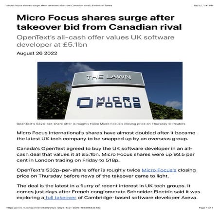 OpenText to acquire Micro Focus | PDF