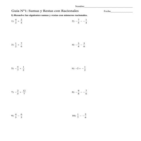 Operaciones con números racionales | PDF