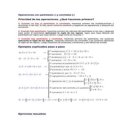 Operaciones con paréntesis | PDF