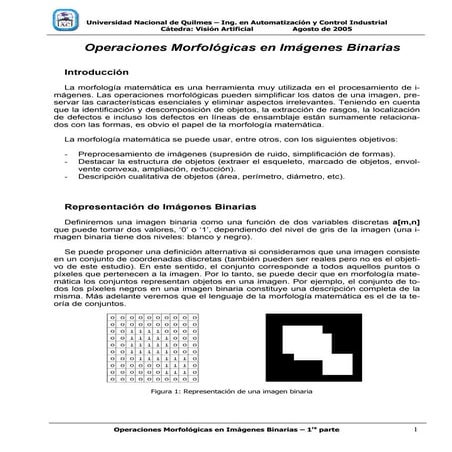 Operaciones morfológicas en imágenes binarias parte 1 | PDF