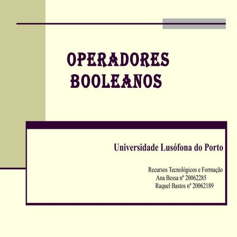 Operadores Booleanos | PPT