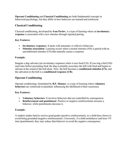 CLASSICAL CONDITIONING and important Impact | PPT