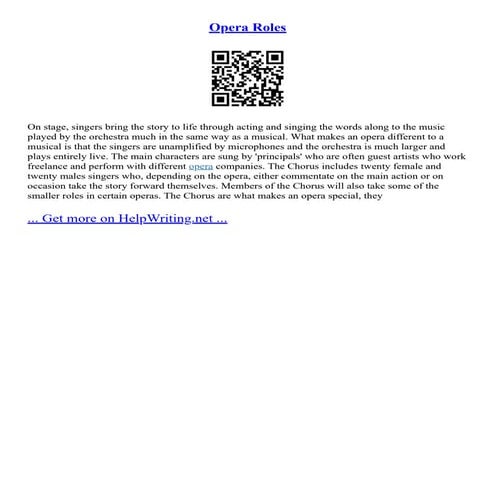 Opera Roles | PDF | Classical Music | Music