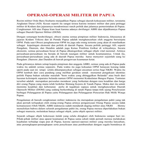 Operasi operasi militer di papua pagar makan tanaman | DOC