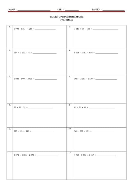 Latihan Pecahan Tahun 6 (Operasi Darab & Bahagi) | PDF