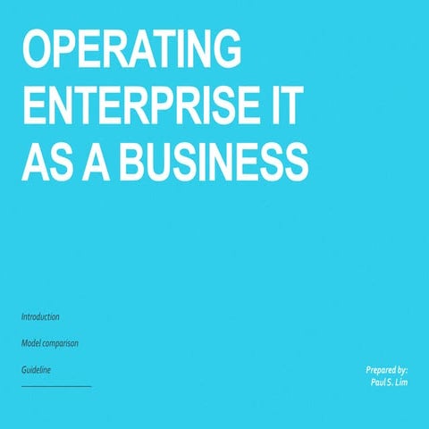 Operating Enterprise IT as a Business | PPT