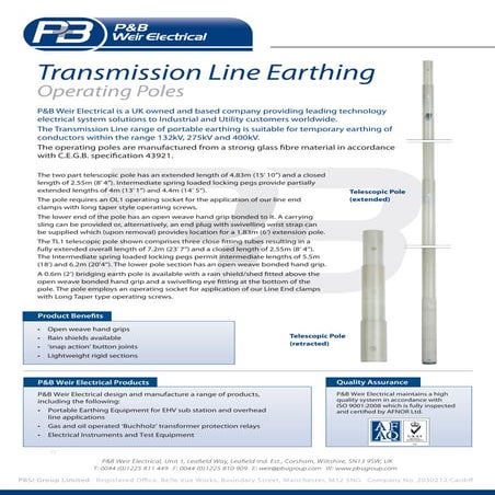 Operating Poles - PB Weir Transmission Line Earthing Operating Poles ...