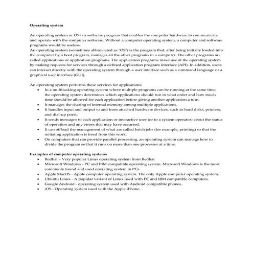 Operating+system.pdf for newbiew want to | PDF