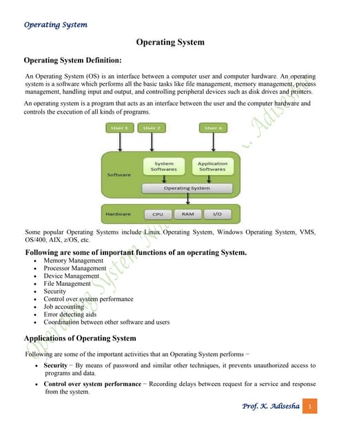 Unit 1 Understandingthe Principles Of Operating Systempptx Operating Systems Computer