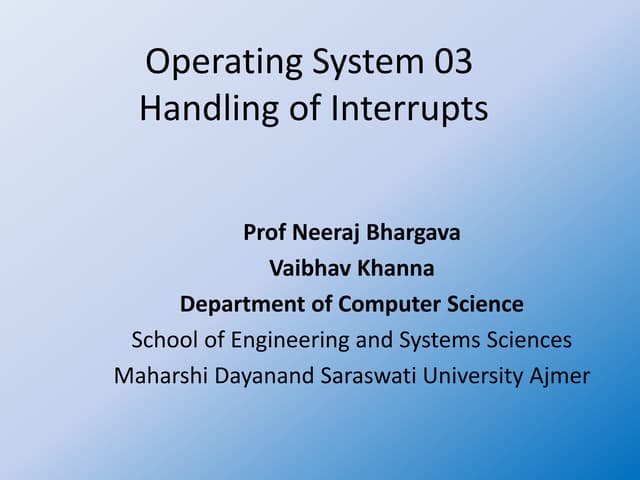 Operating System 03 Handling Of Interrupts Pptx Operating Systems 4493