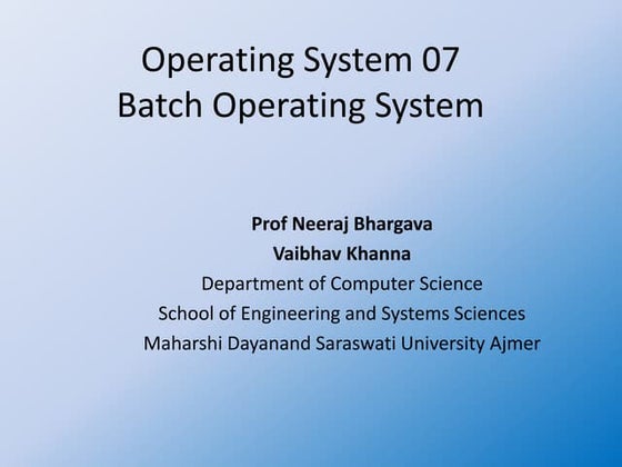 Batch Operating System Pptx Operating Systems Computer Software And Applications