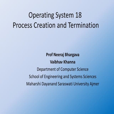 Operating System 18 Process Creation And Termination Pptx Operating