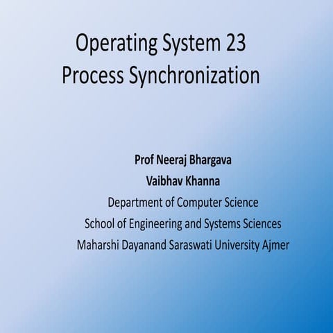 Operating System 23 Process Synchronization Ppt 5415