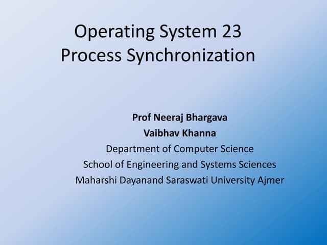 Operating System 23 Process Synchronization Ppt 5415